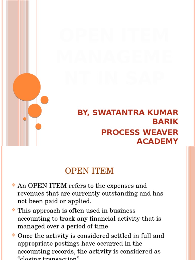 Open Item Management in Sap | Download Free PDF | Debits And Credits ...