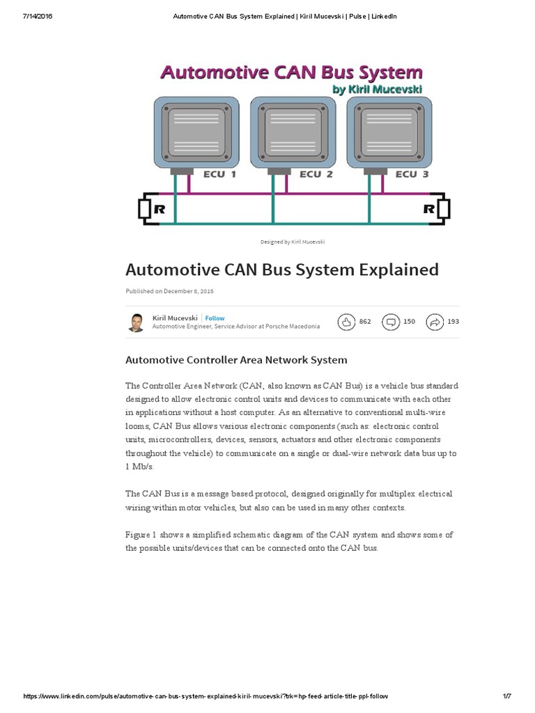 Automotive CAN Bus System Explained - Kiril Mucevski - Pulse - LinkedIn ...