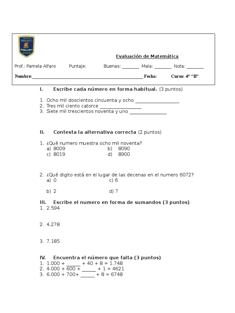 Escribe Cada Número en Forma Habitual | PDF