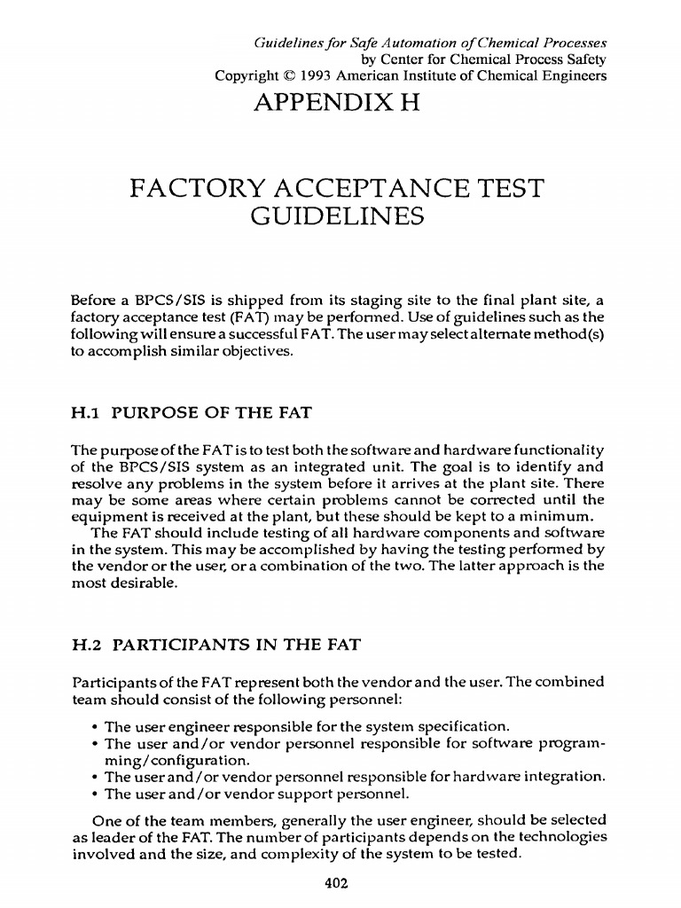 Factory Acceptance Test (FAT) Guide | PDF | Specification (Technical ...