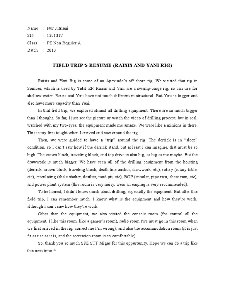 Resume Field Trip | PDF