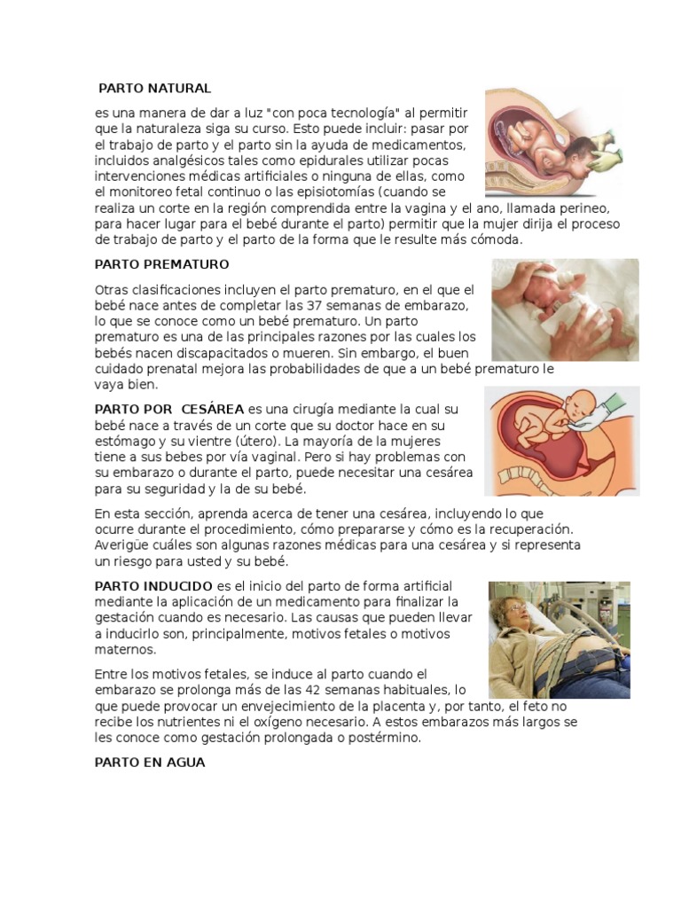 Tipos de Partos | PDF | Parto | Seccion de cesárea