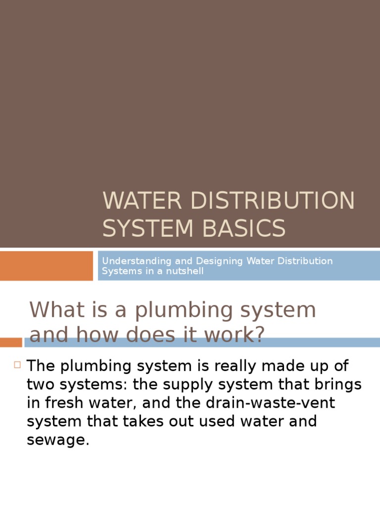 Water Distribution System Basics: Understanding and Designing Water ...