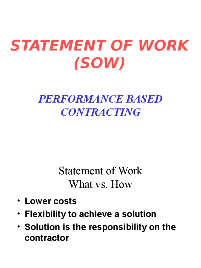 Statement of Work (SOW) : Performance Based Contracting | PDF ...