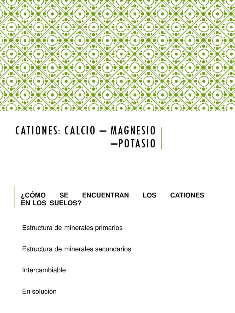 Cationes Presentacion | PDF | Calcio | Potasio