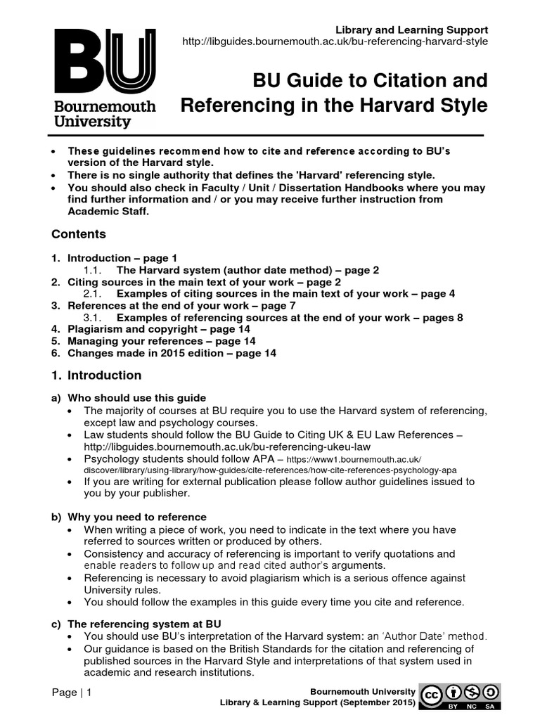 2015 BU Referencing Guide Harvard | PDF | Citation | Hyperlink