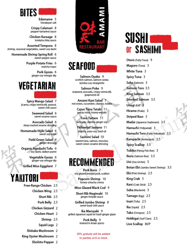 Amami Bar & Restaurant | PDF | Sushi | Ramen