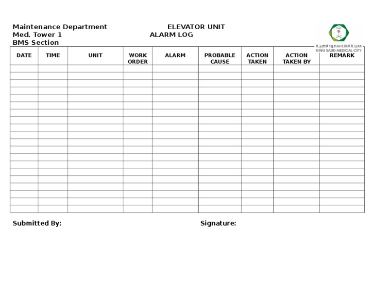 Elevator Alarm Log Report | PDF