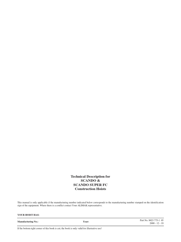 Technical Manual for SCANDO and SCANDO SUPER FC Construction Hoists ...