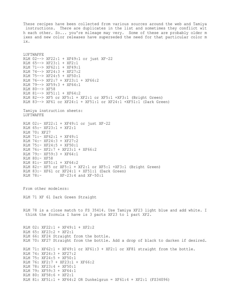 RLM Mix Tamiya | PDF | Grey | Color