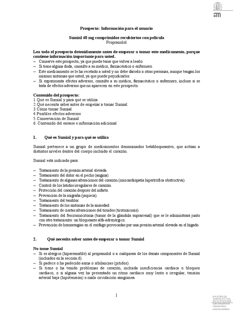 Sumial | PDF | Hipoglucemia | Medicamentos con receta