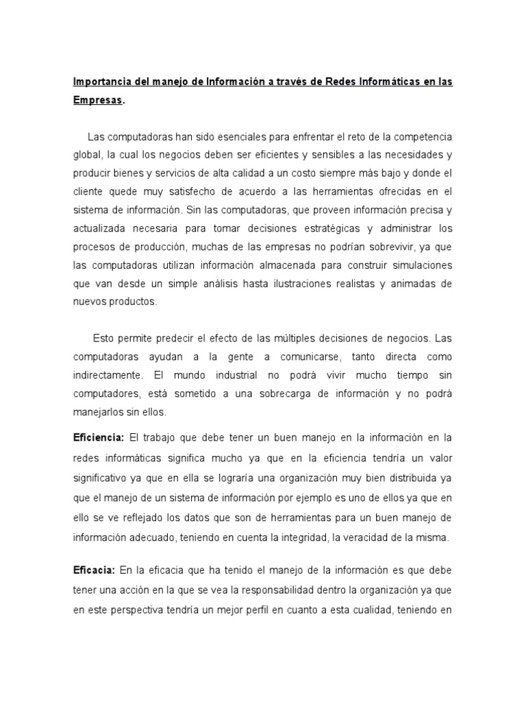 Importancia Del Manejo de Información | PDF | Información | Informática