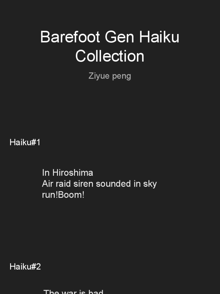Haiku Reflections on War and Peace | PDF | Disaster Preparedness