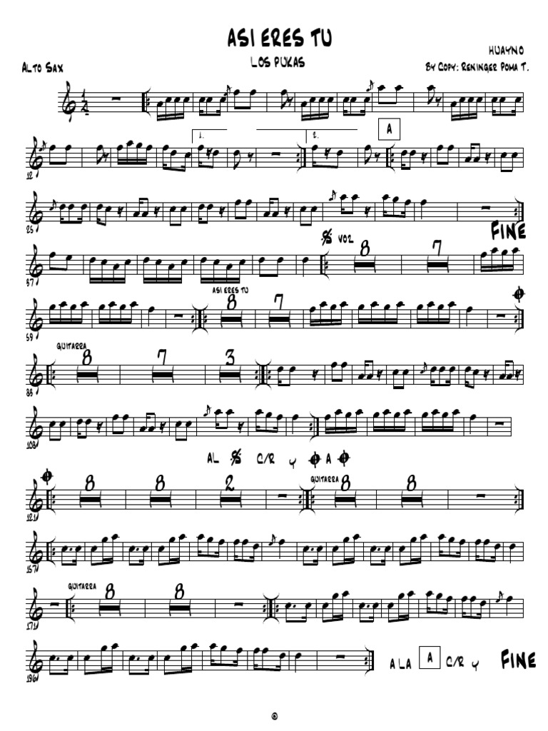 Asi Eres Tu - Los Pukas - Alto Sax | PDF