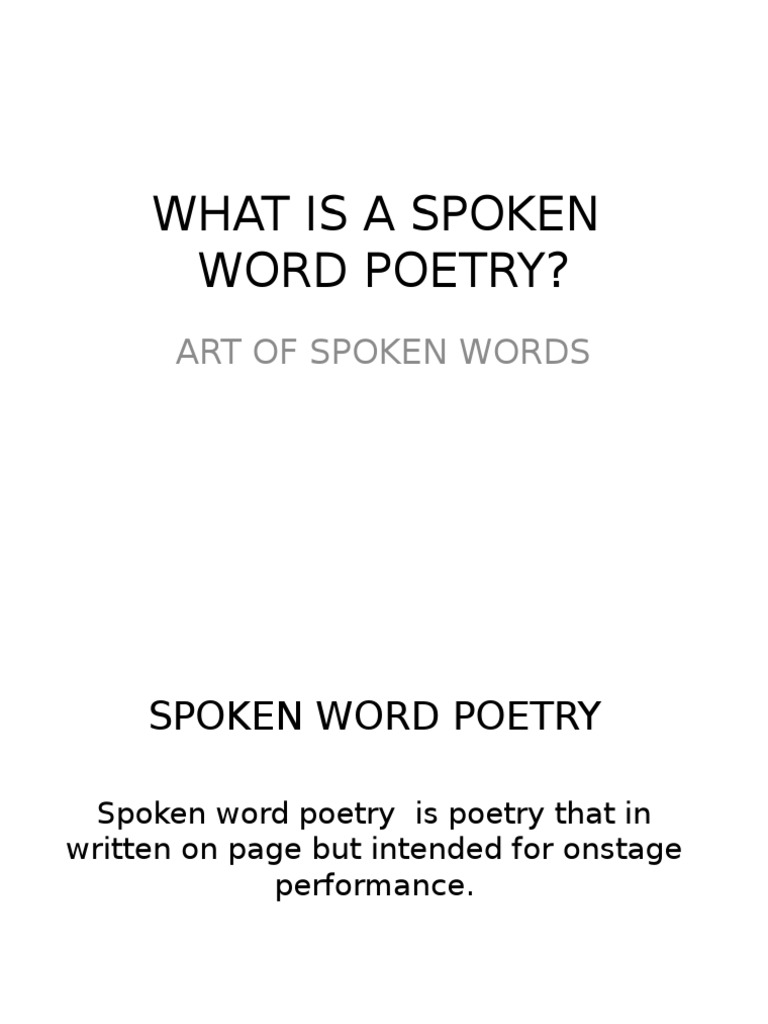 What Is A Spoken Word Poetry | PDF