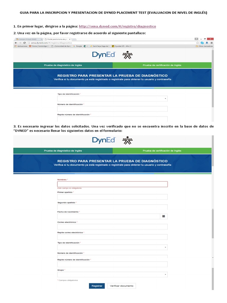 Inscripción DynEd Placement Test | PDF