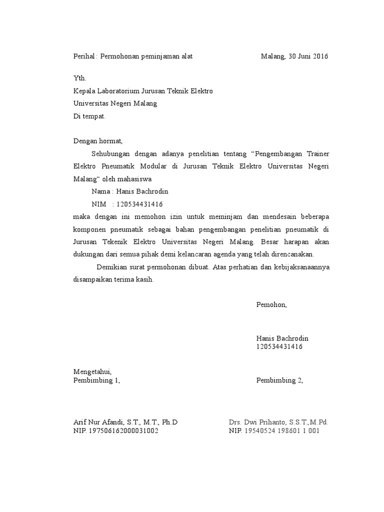 Contoh Surat Pinjam | PDF