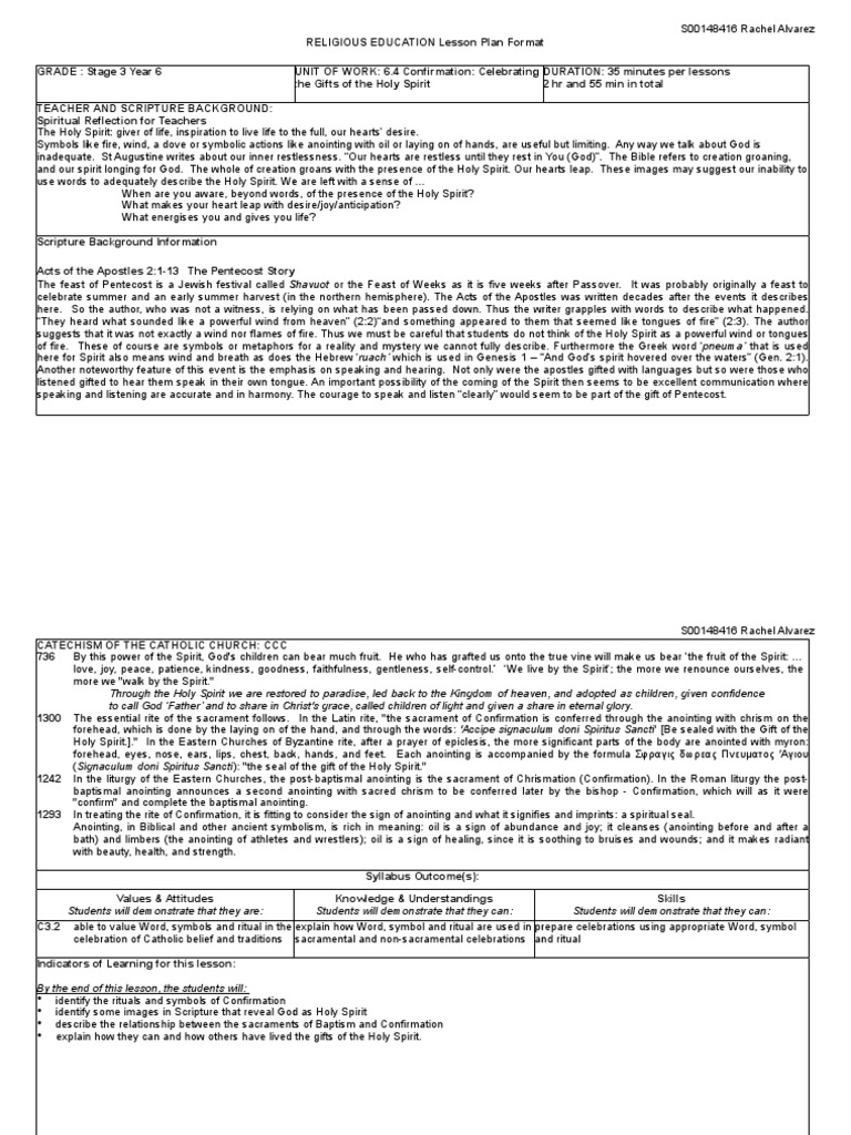 Edre Lesson Plan Assignment 2 | PDF | Anointing | Confirmation
