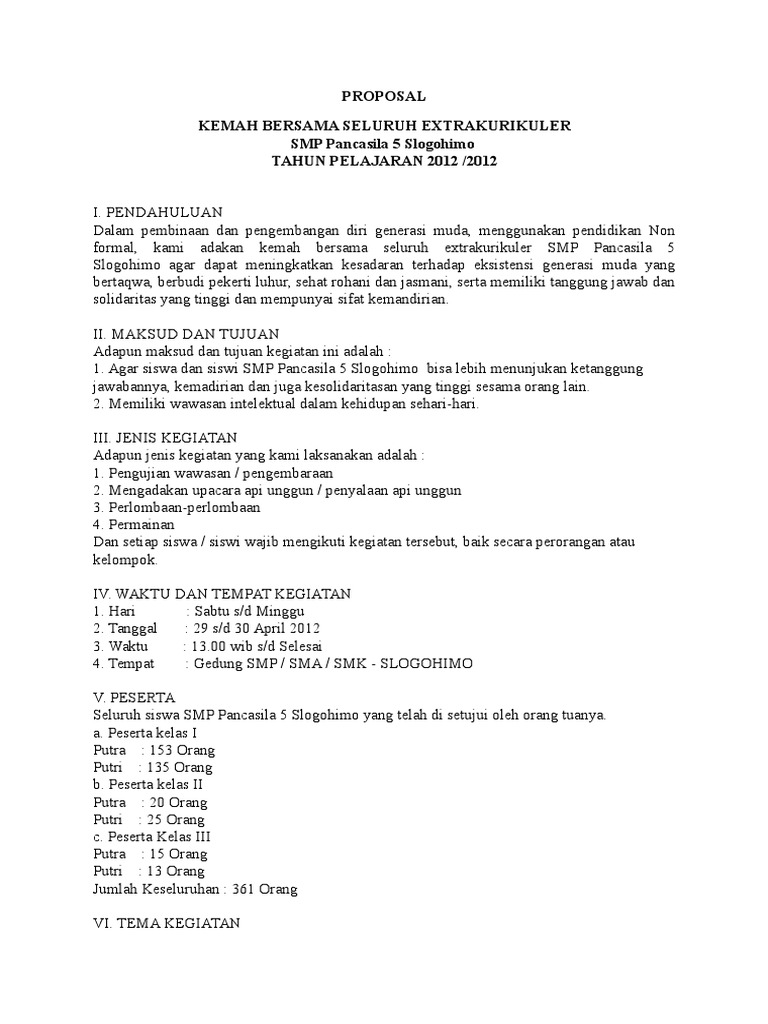 PROPOSAL Kemah Bersama Ekstra | PDF | Karier & Perkembangan