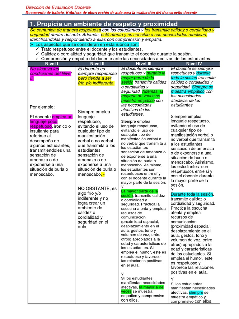 Rubrica de Evaluacion Docente 2017
