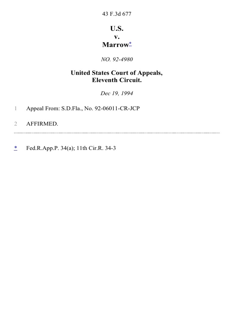 United States v. Marrow, 43 F.3d 677, 11th Cir. (1994) | PDF | Law ...