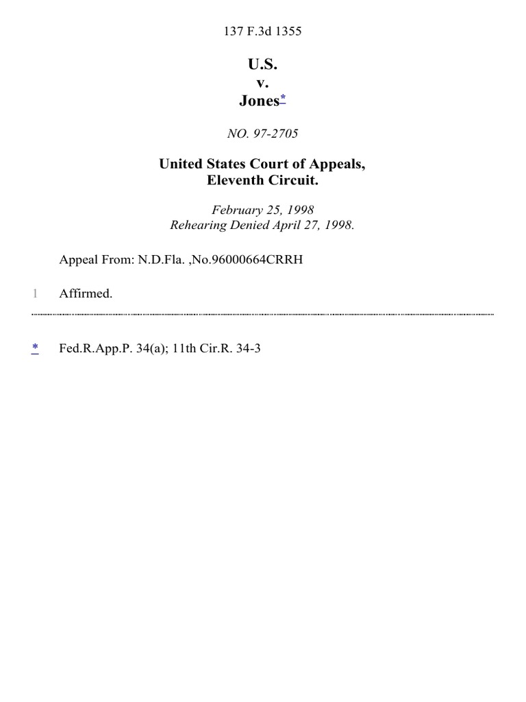 United States v. Jones, 137 F.3d 1355, 11th Cir. (1998) | PDF