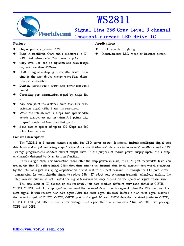 WS2811 PDF | PDF | Power Supply | Electronic Circuits