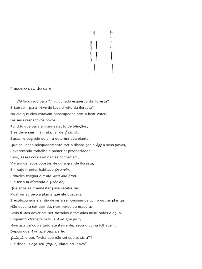 Ogbè Òdí, Nasce o Uso Do Café | PDF