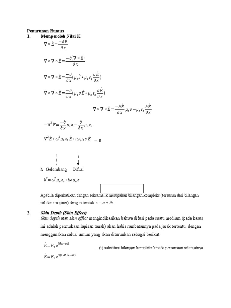 Penurunan Rumus Matematika Geofisika II - Skin Depth | PDF