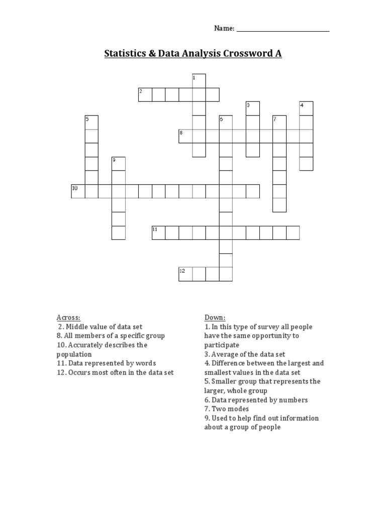 Statistics Crossword A | PDF
