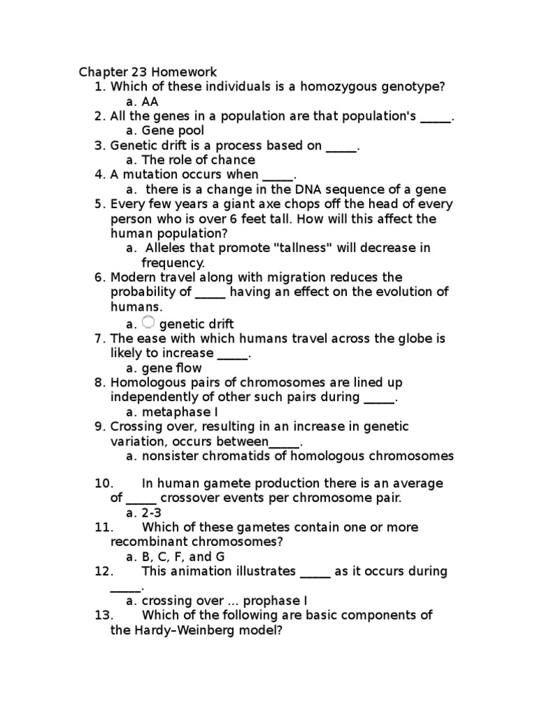 Biology Homework: Genetics & Evolution | PDF | Zygosity | Natural Selection