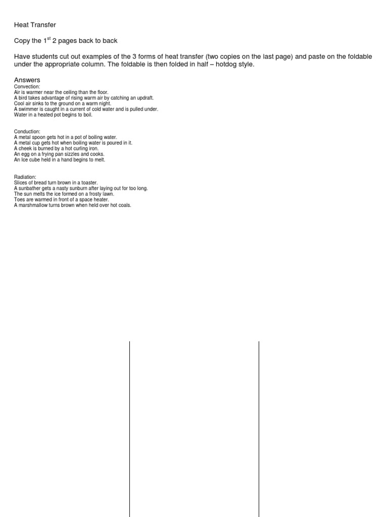 s6 O1 Lesson Heat Foldable | PDF | Convection | Ice