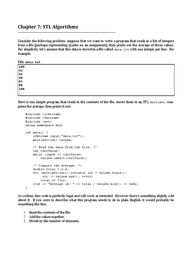 Ch7 STL Algorithms | PDF | Array Data Structure | Parameter (Computer Programming)