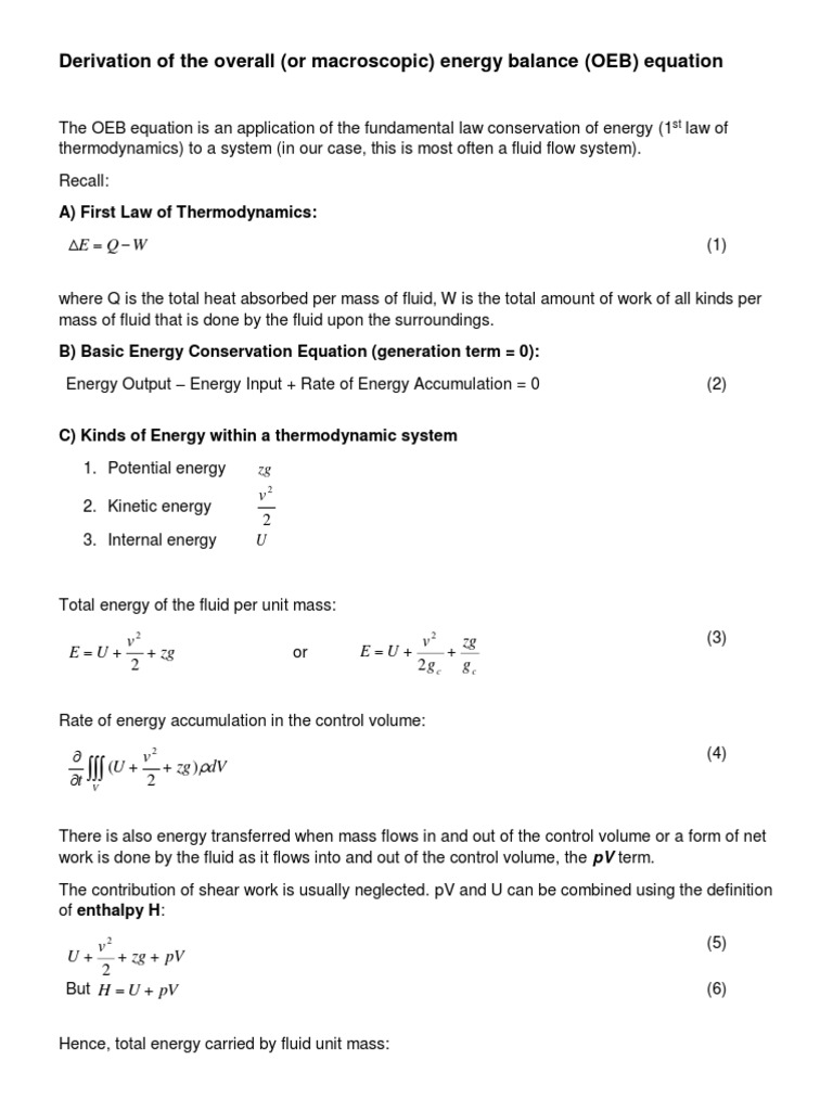 Derivation of The OEB AND OMEB Eqn Lecture Notes Complete PDF | PDF ...