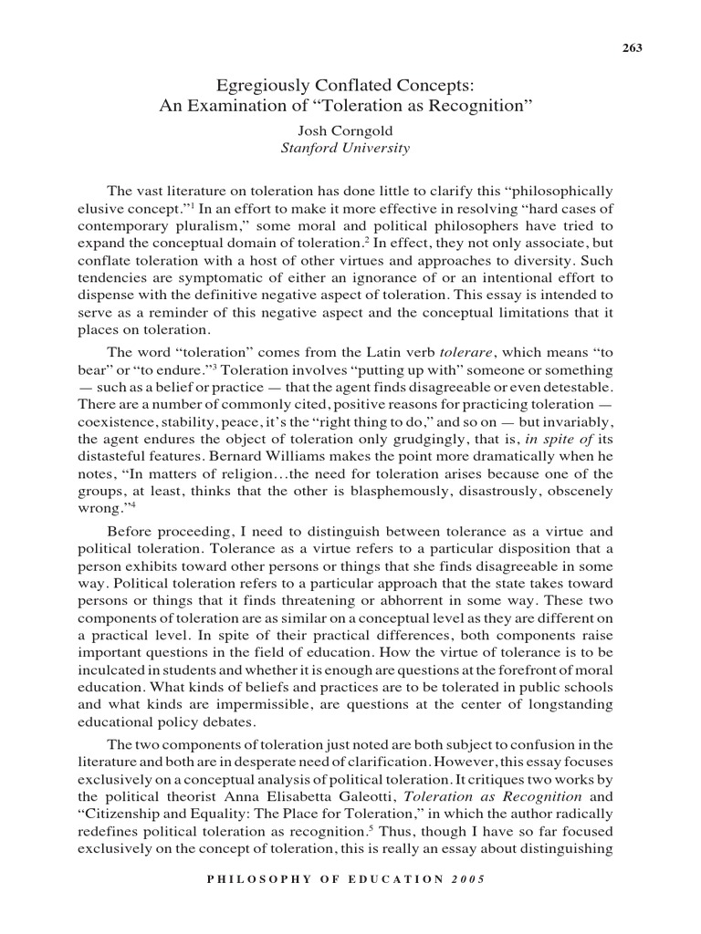 Egregiously Conflated Concepts | PDF | Toleration | Social Exclusion