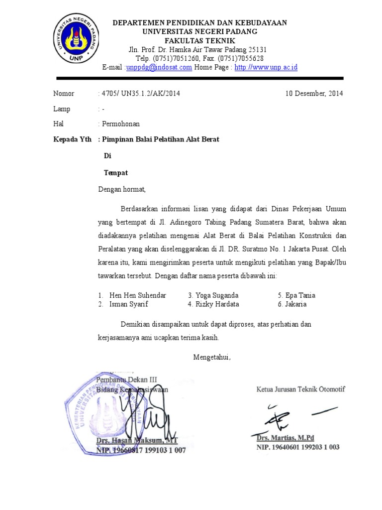 Surat Permohonan Pelatihan | PDF