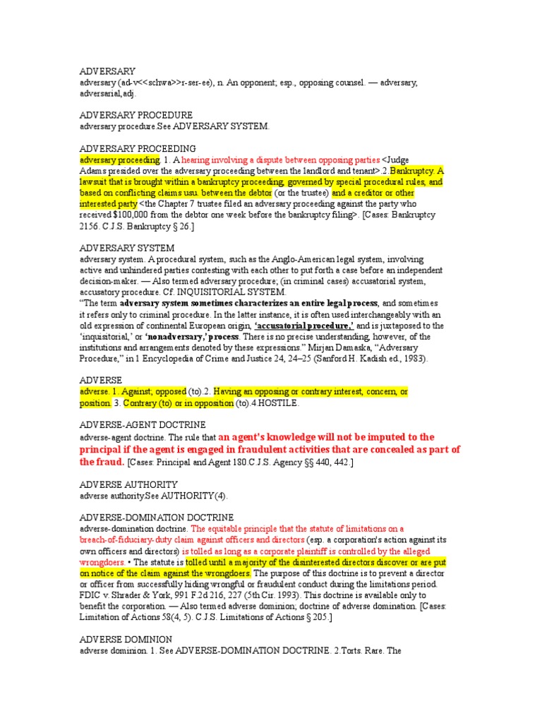 Adversary Proceeding (2) | Adverse Possession | Bankruptcy