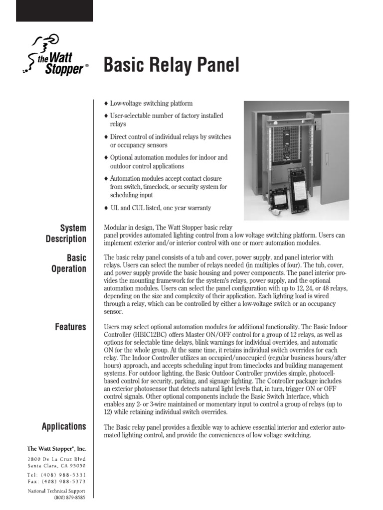 Legacy Basic Relay Panel Cut Sheet | PDF | Relay | Automation