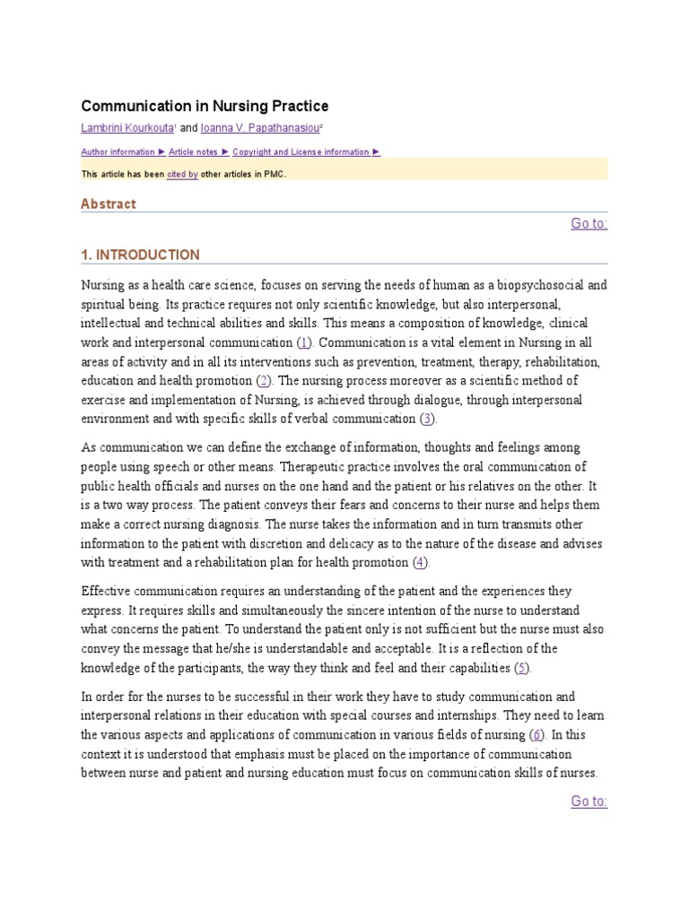 Communication in Nursing Practice | PDF | Nonverbal Communication | Therapy
