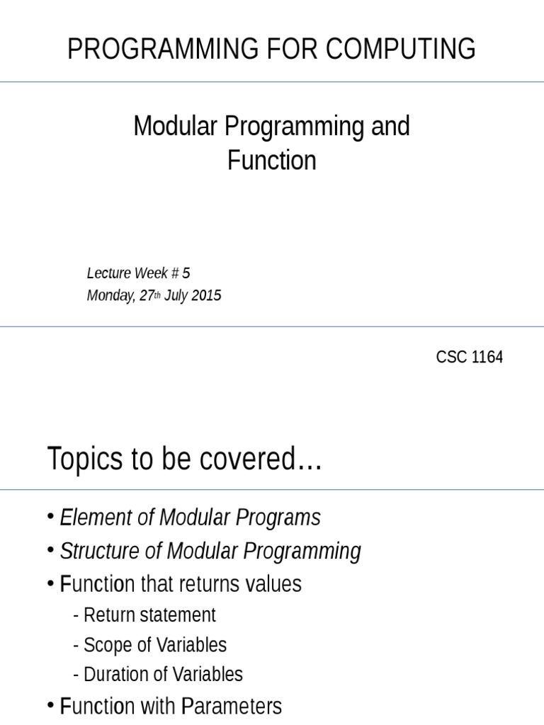 Modular Programming And Function Download Free Pdf Variable