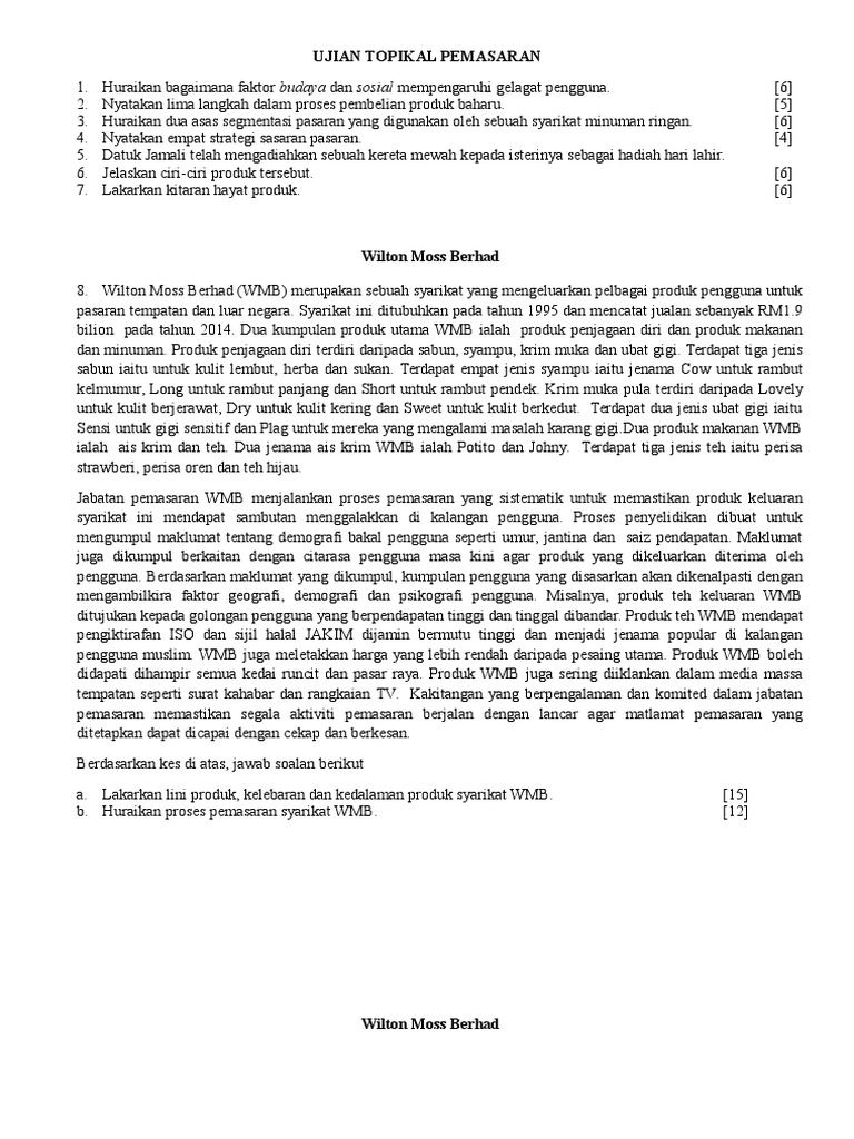 Ujian Topikal Pemasaran Pdf