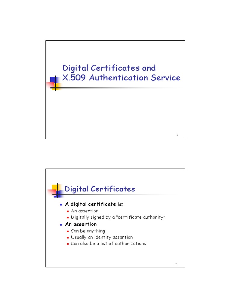 Digital Certificates and X.509 Authentication Service | PDF | Public ...