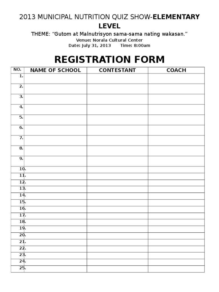 2013 Municipal Nutrition Quiz Show | PDF