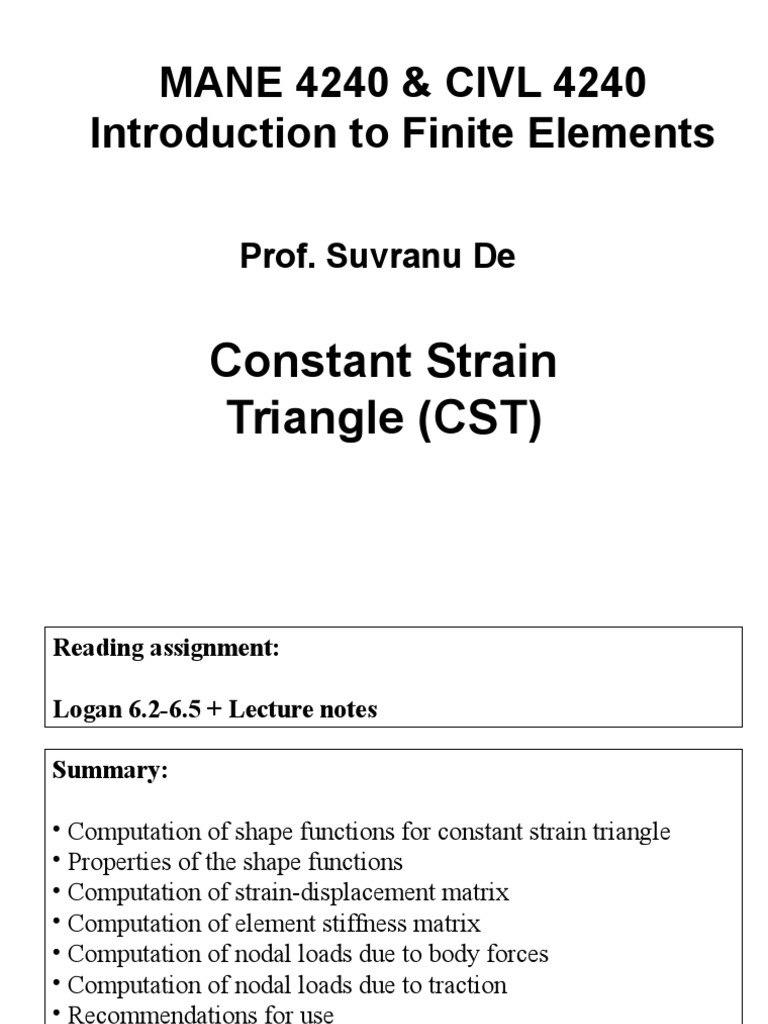 MANE 4240 & CIVL 4240 Introduction to Finite Elements | PDF | Finite Element Method ...