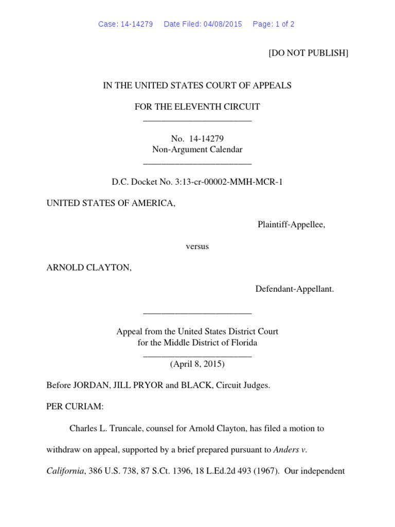 United States v. Arnold Clayton, 11th Cir. (2015) | PDF