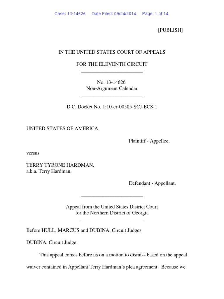 United States v. Terry Tyrone Hardman, 11th Cir. (2014) | Plea | United ...