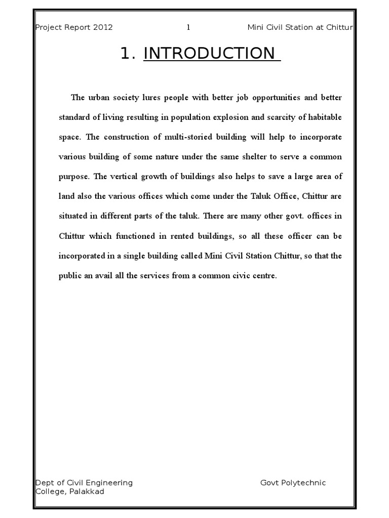 Civil Engineering Project On Mini Civil Station | PDF | Brick | Concrete