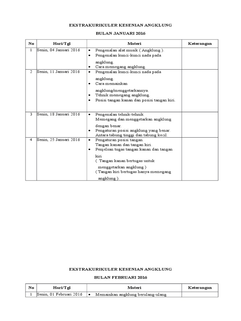 Program Eskul Angklung | PDF