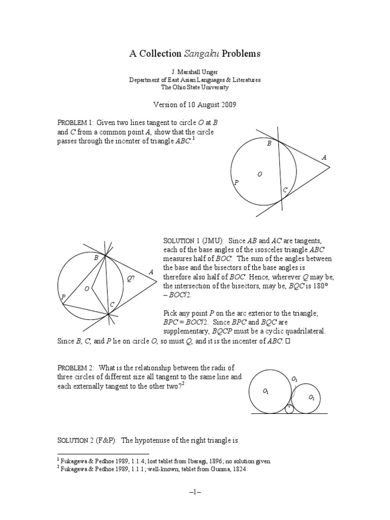 A Collection Sangaku Problems | PDF | Triangle | Circle