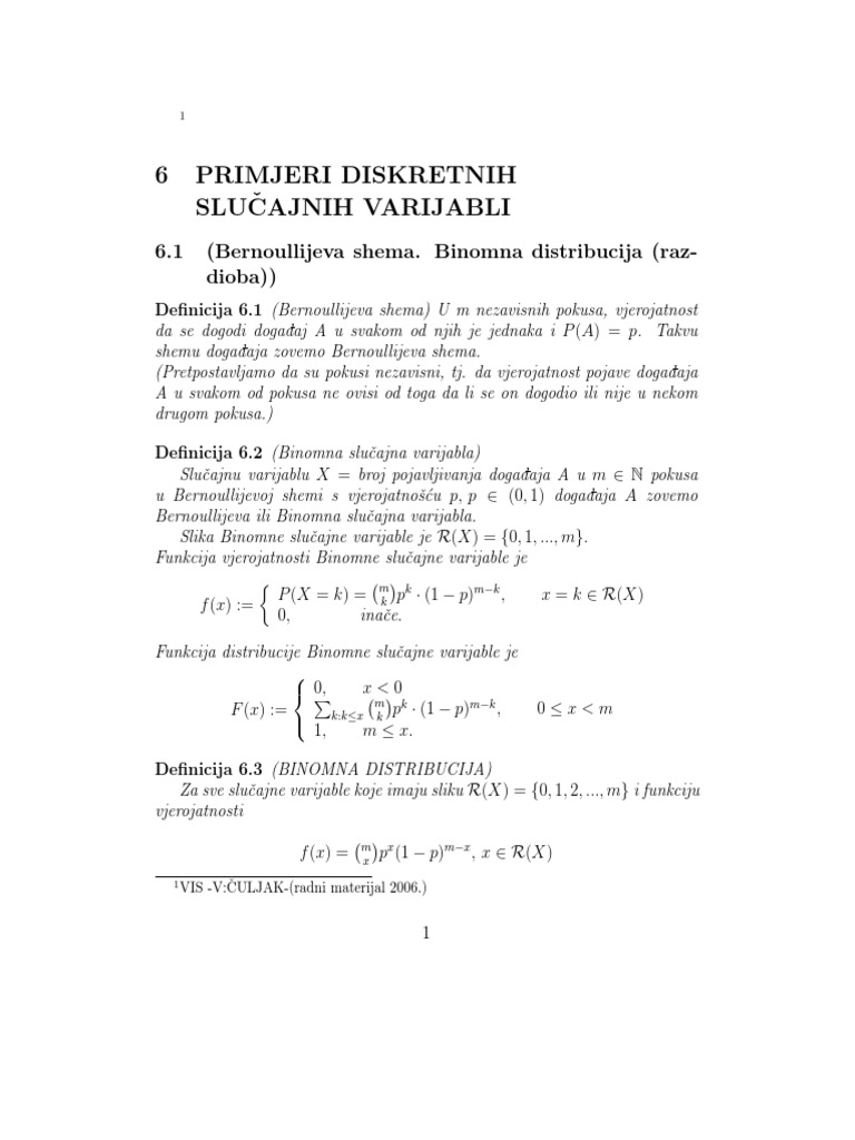 Primjeri Diskretnih Distribucija (Raspodjela) PDF | PDF